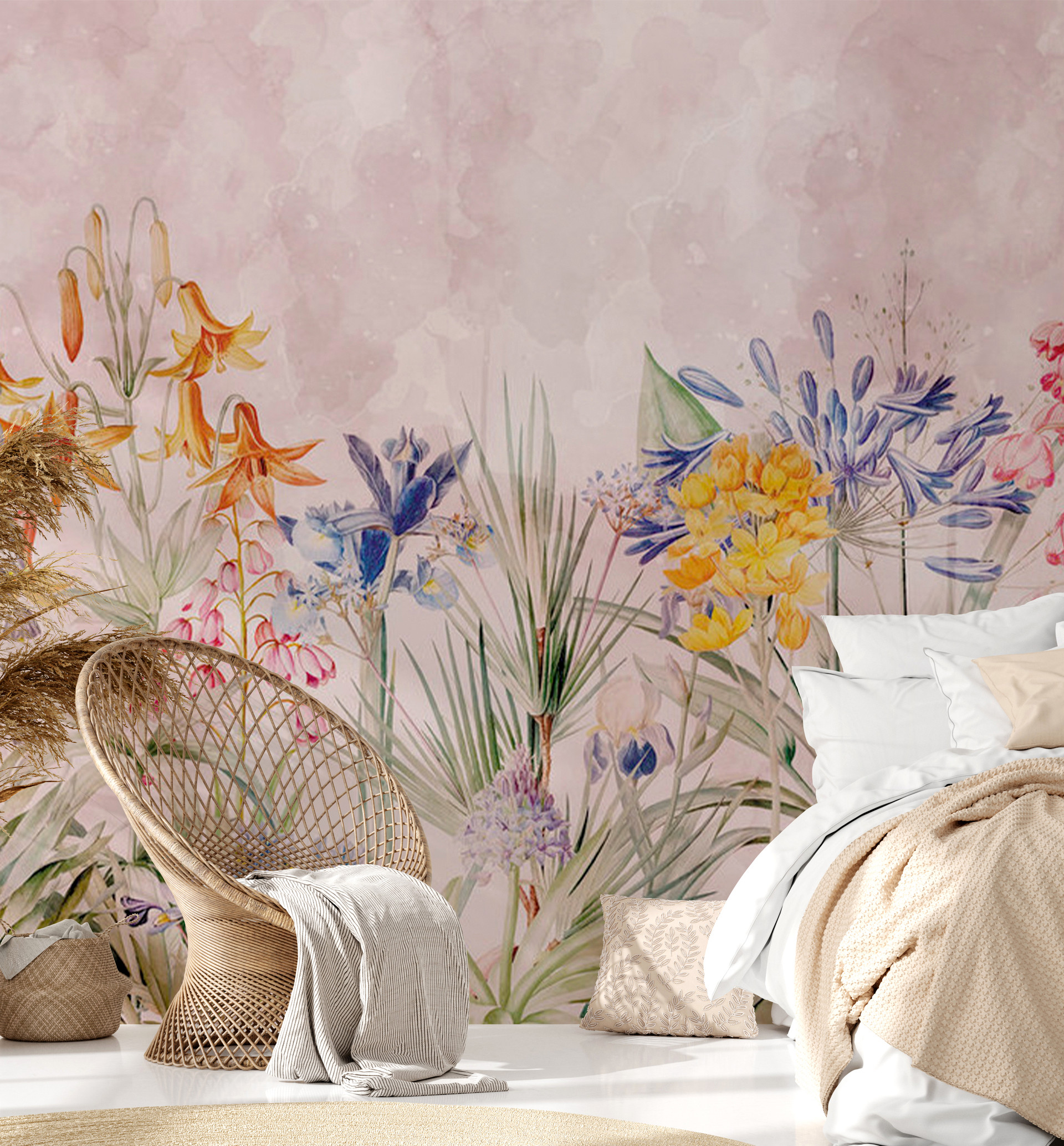 Large Scale Watercolour Flowers Wallpaper Mural