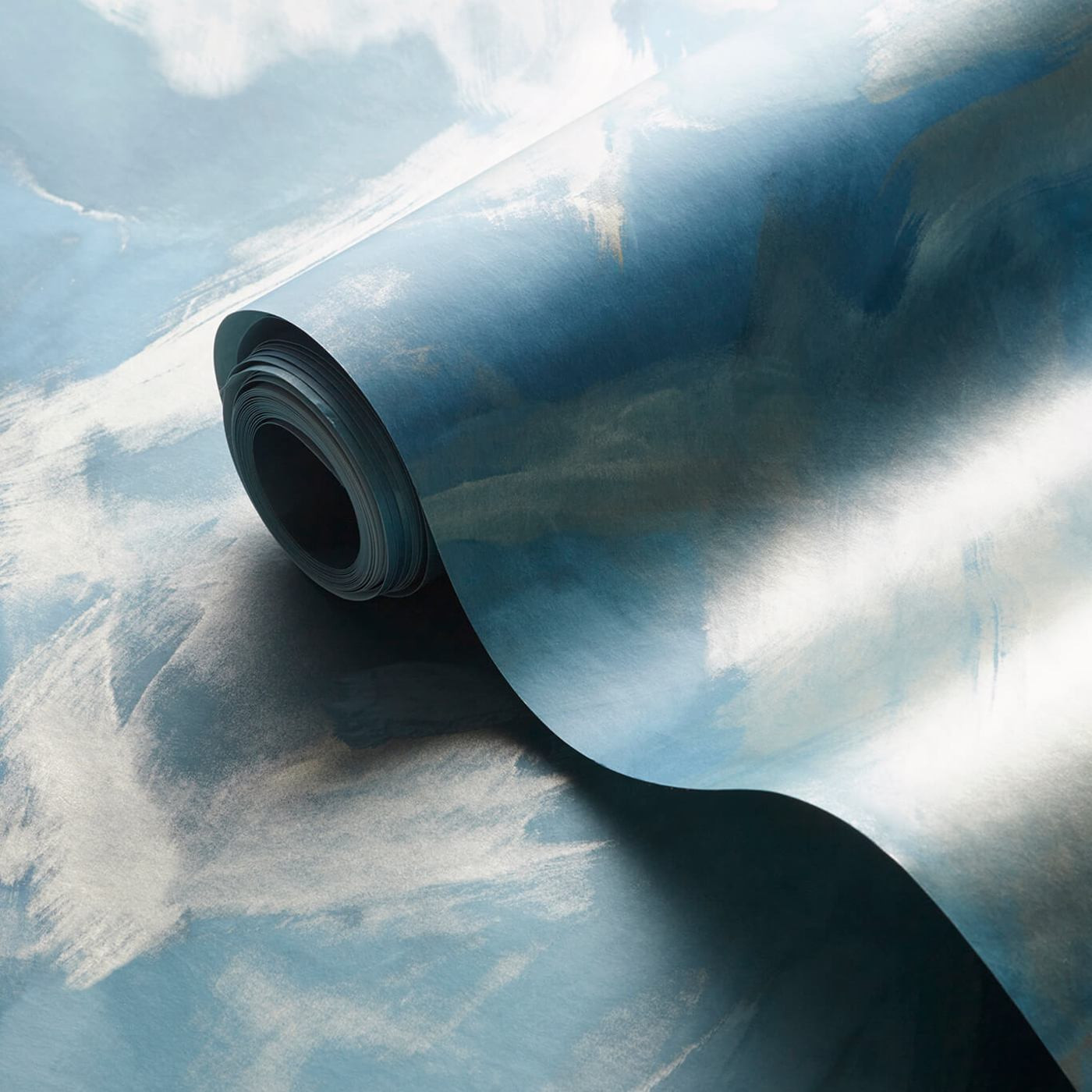 Abstract Hand Painted Effect Midnight Blue Wallpaper | Clarke and ...
