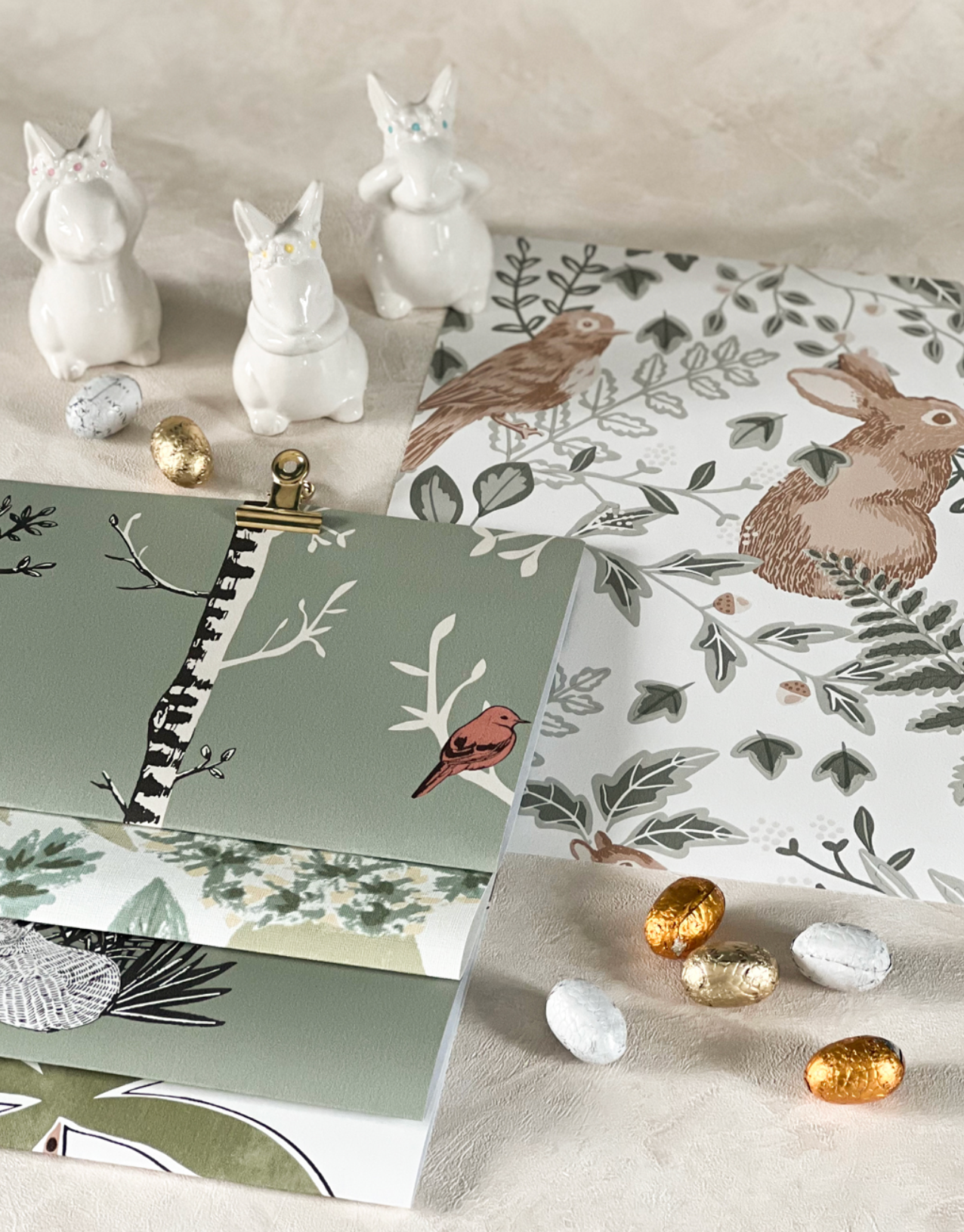 Childrens Trees Perched Birds Green Wallpaper | Caselio Escalader
