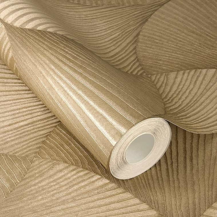 Abstract Geometric Gold Vinyl Wallpaper | Shell Fan