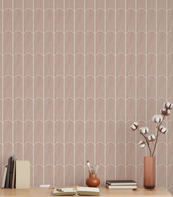 Minimalism Line Art Pattern Rust Orange Wallpaper | Patricia Braune Strand