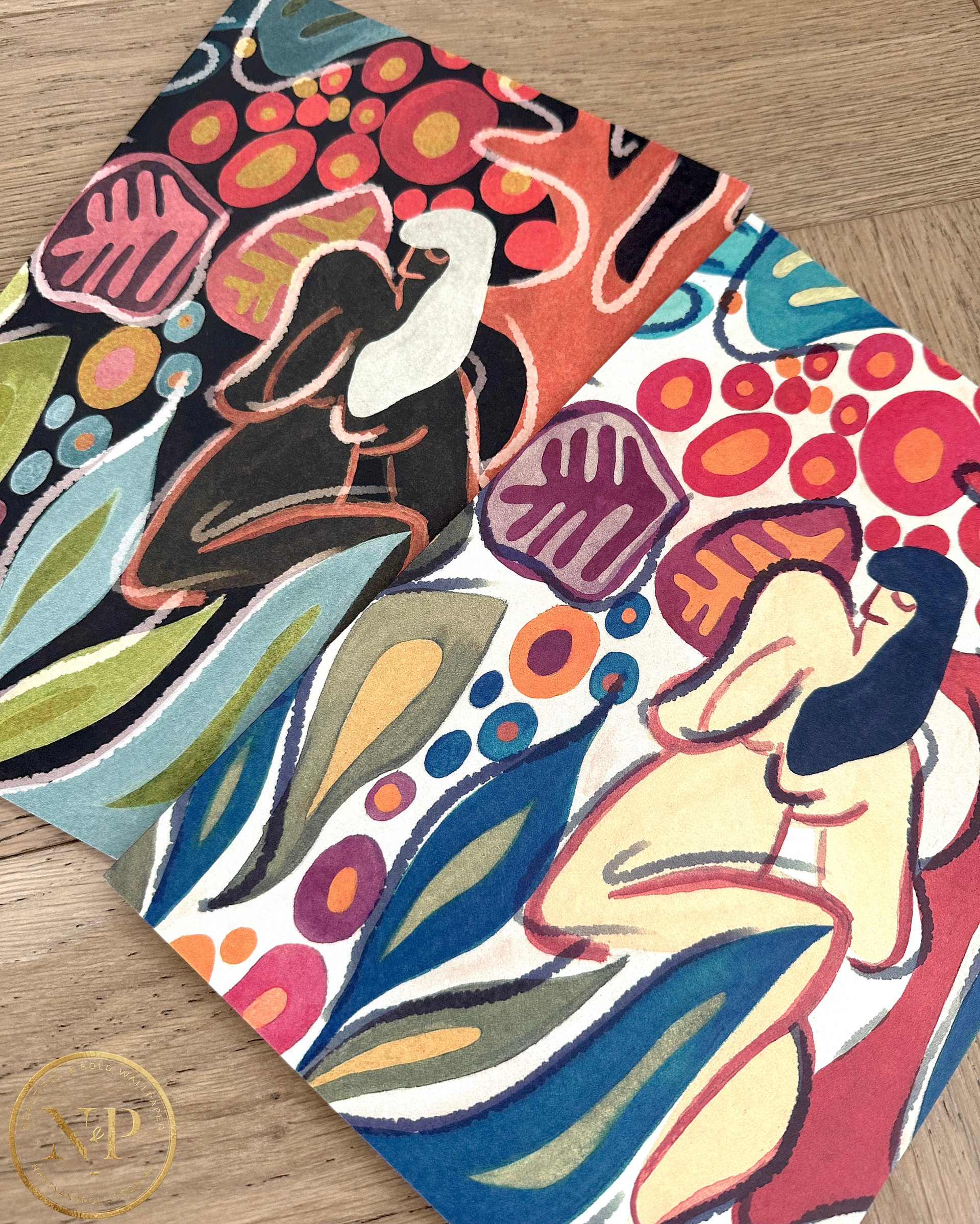 Abstract Feminine Figures Amongst The Trees Multicolour Wallpaper ...