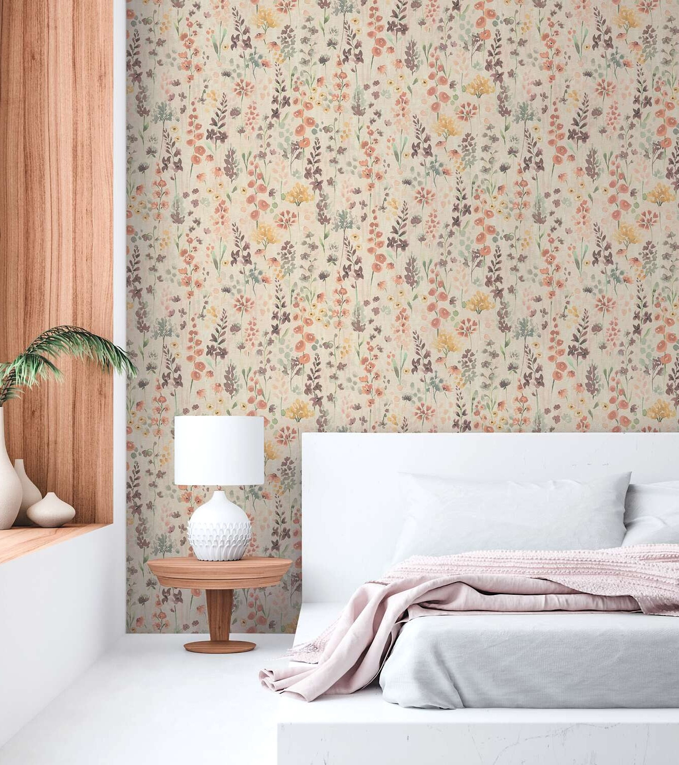 Field Of Floral Blooms Burnt Orange Wallpaper | AS Creation Watercolour ...