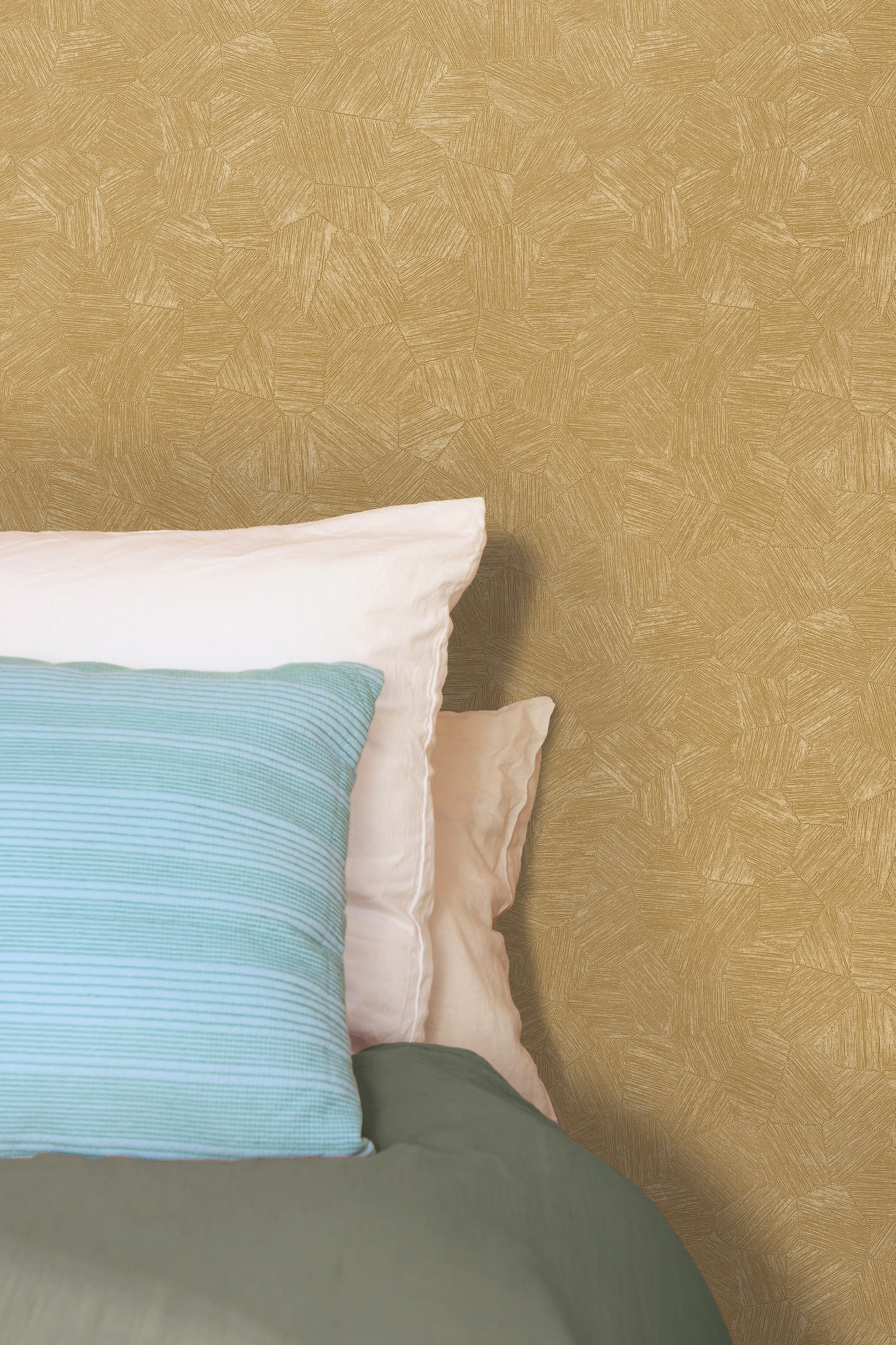 Plain Geometric Effect Burnt Yellow Vinyl Wallpaper | Caselio Fragments