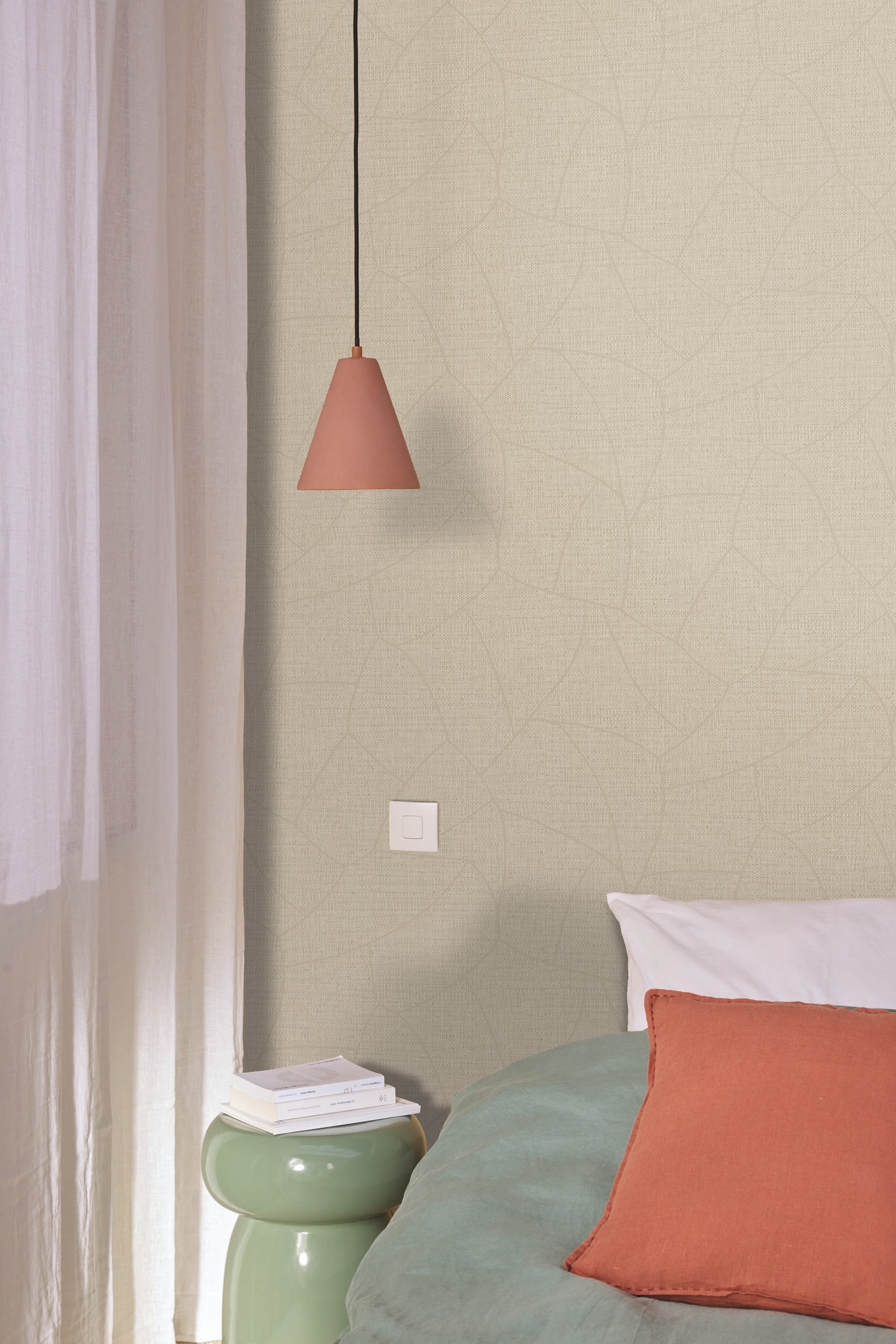 Geometric Textured Raffia Effect Neutral Taupe Vinyl Wallpaper ...