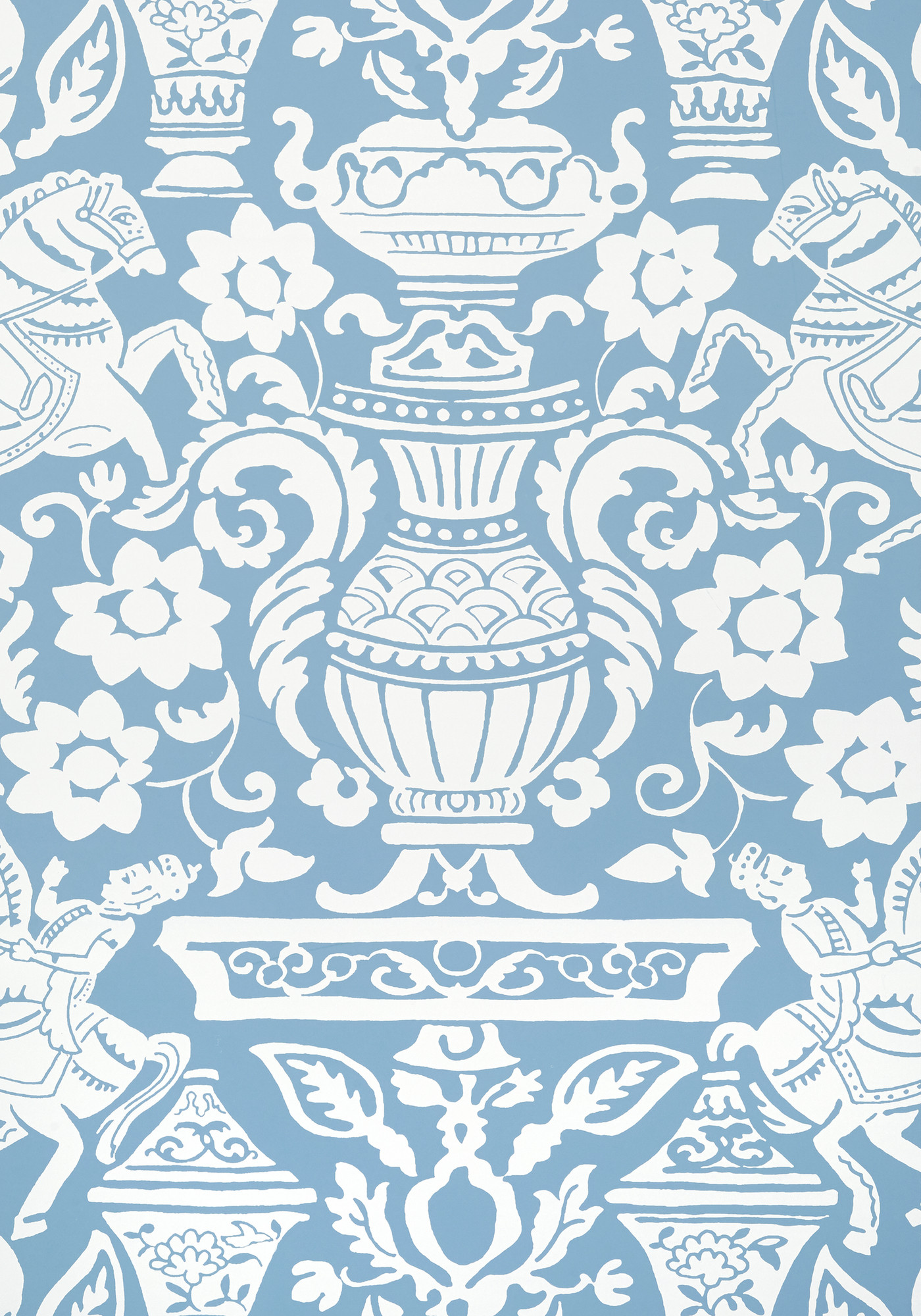 Vintage Roman Era Wallpaper In Blue And White | Thibaut Galway