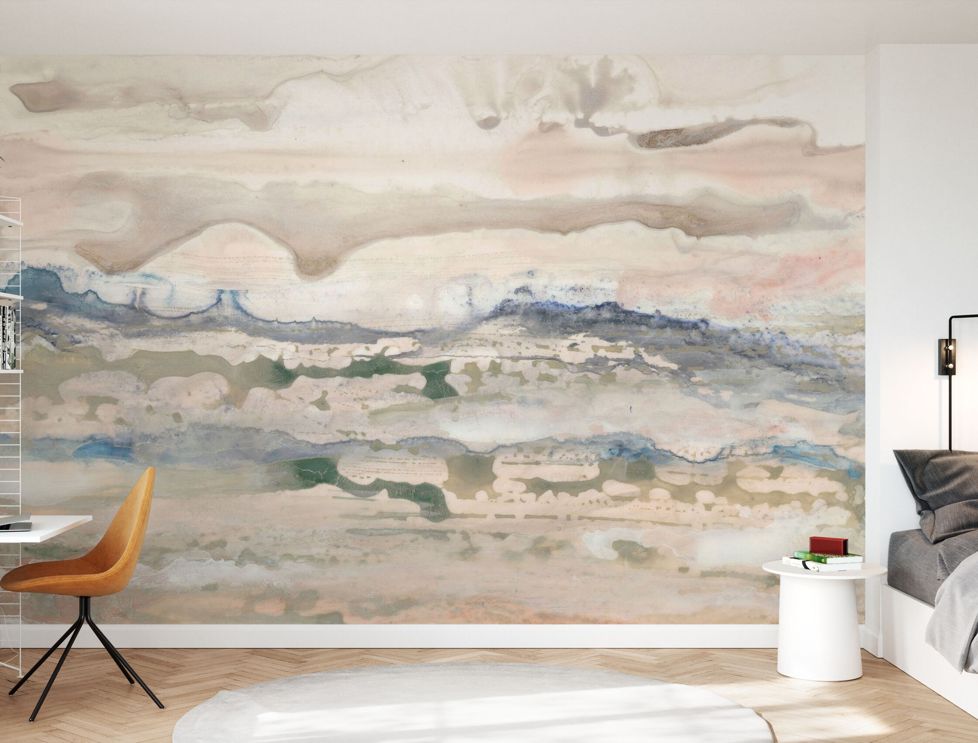 Coastal Watercolour Horizon Effect Pastel Multicolour Wallpaper Mural