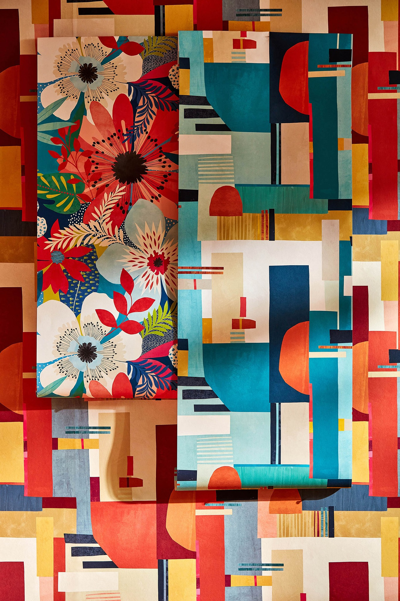 Bright Abstract Geometric Ocean Blue Wallpaper | Ohpopsi Blocs