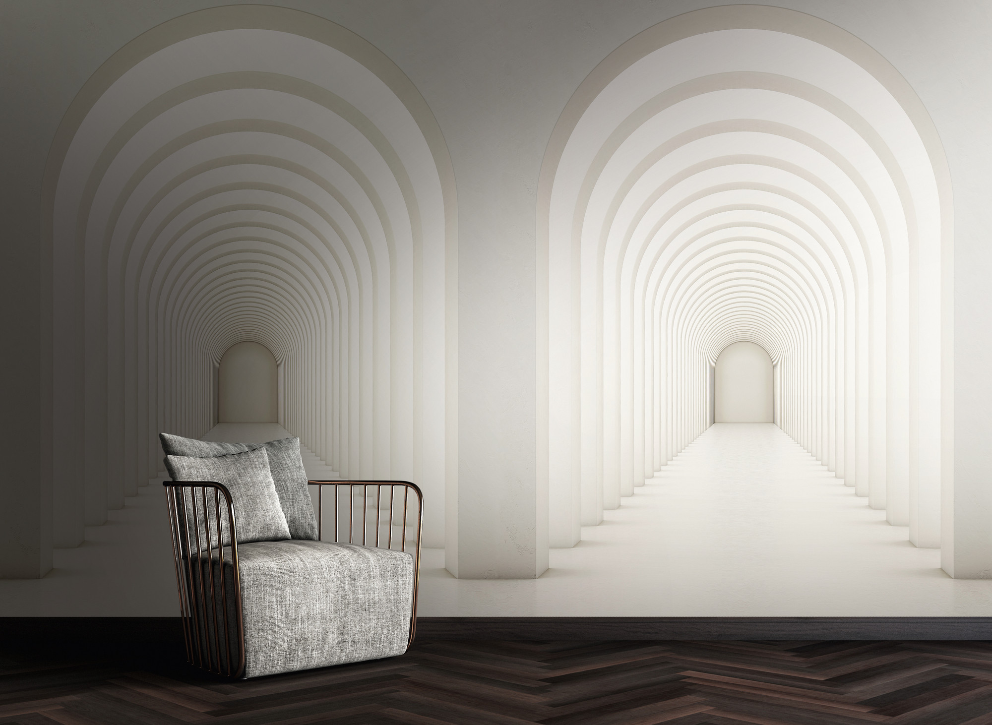 Arched Wall White Grey Wallpaper Wall Mural | Living Walls