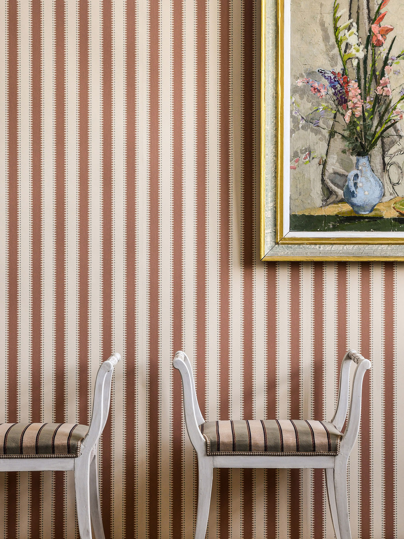 Stripe Natural Tan Non Woven Wallpaper | Långelid / Von Brömssen Jagged ...