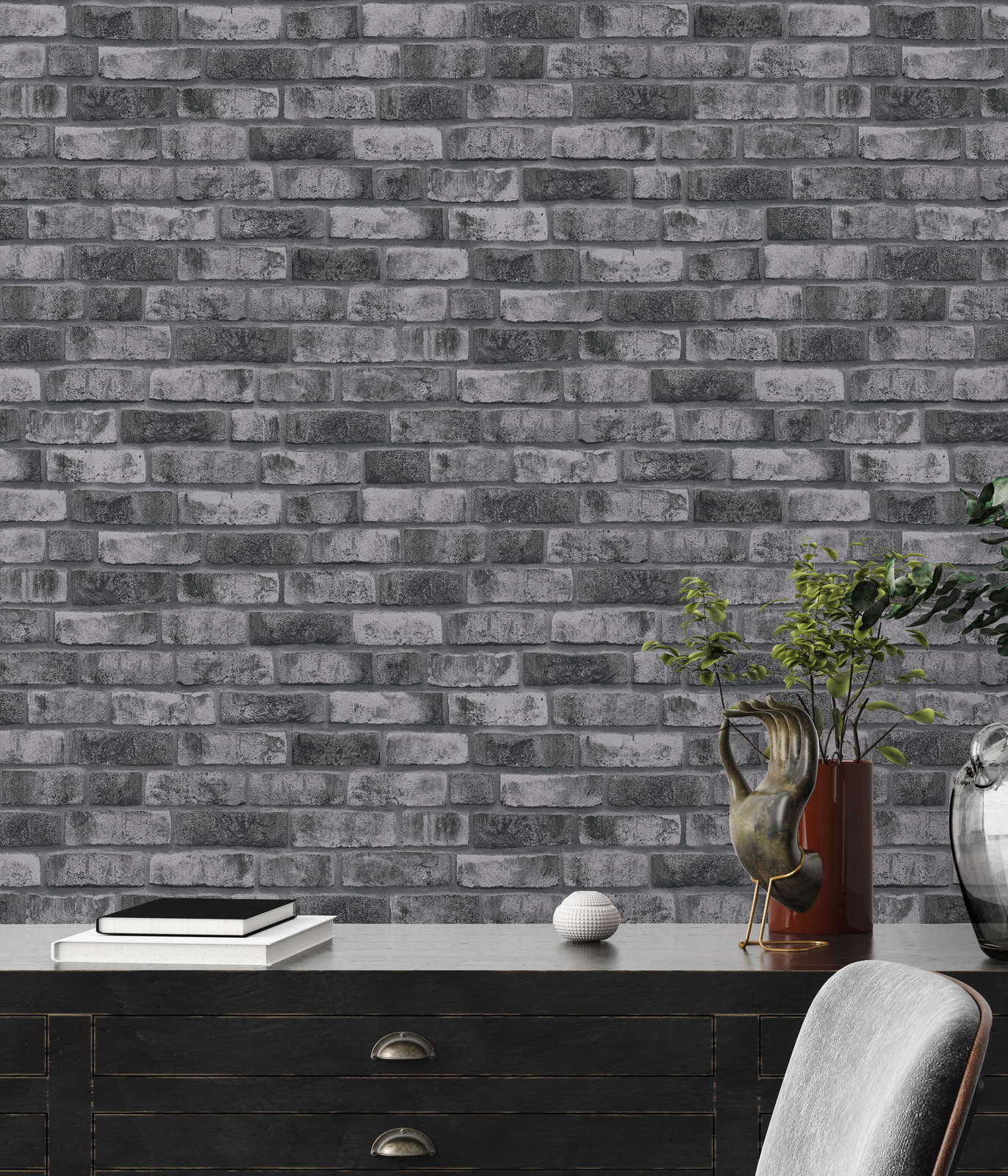 Faux Brick Grey Non Woven Wallpaper | AS Creation Whitewashed Brick