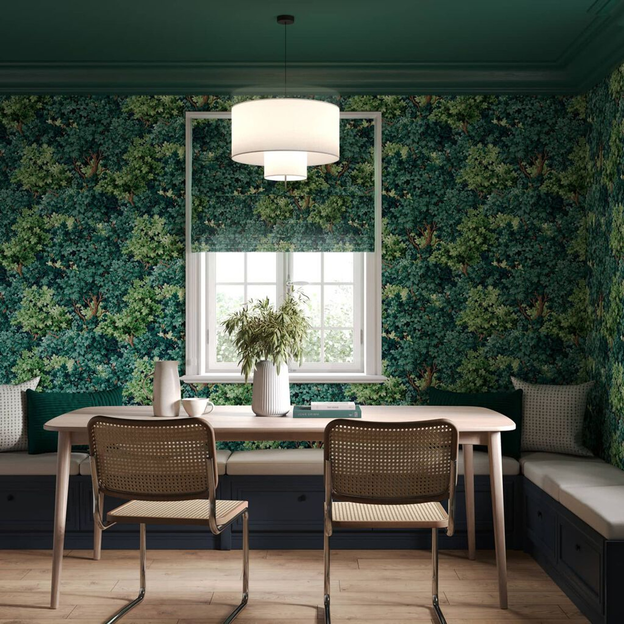 Stunning Forest Trees Forest Green Wallpaper | Graham and Brown Coppice