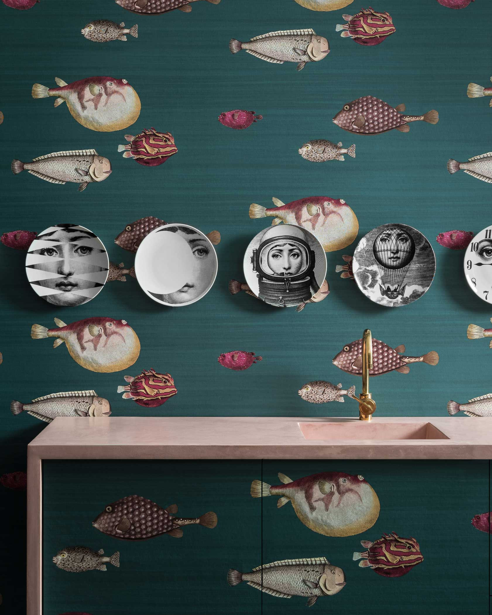 Aquarium Fish Viridian Green Wallpaper | Cole and Son Acquario