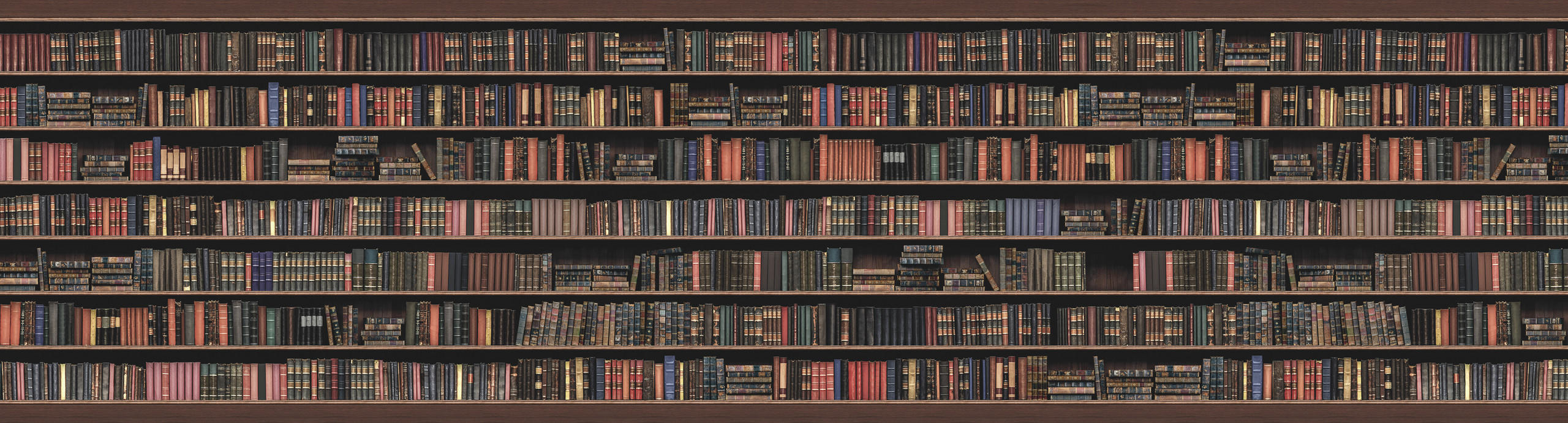 Vintage look library books wallpaper mural - red tones