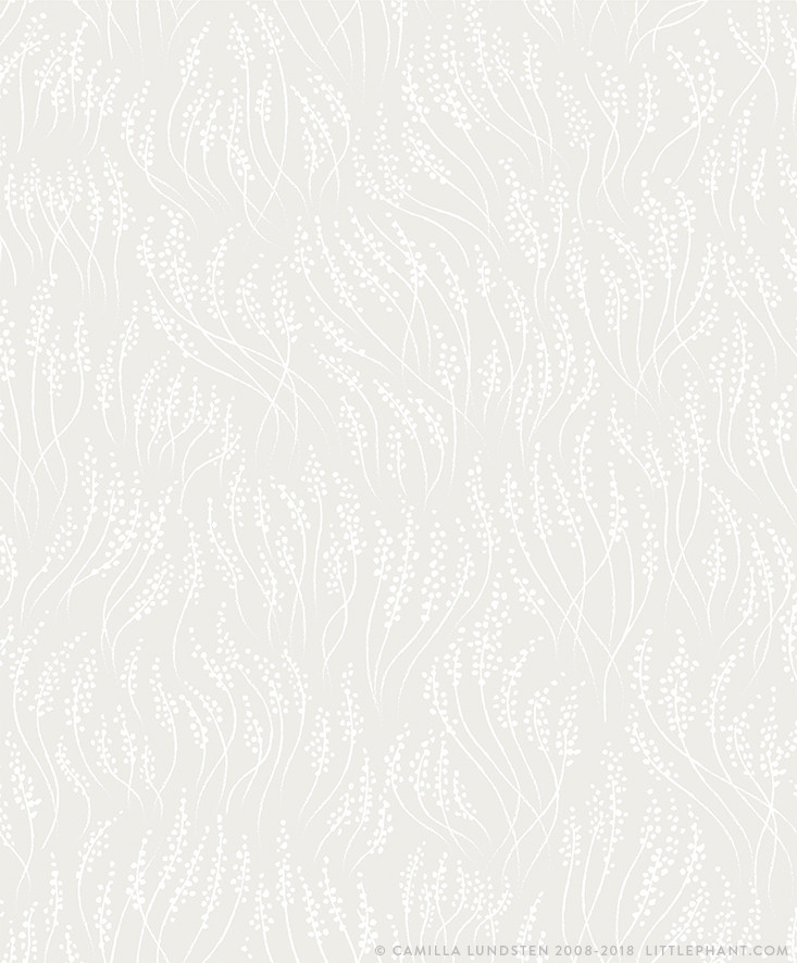 Whimsical Fern Silhouette Light Grey Wallpaper | Littlephant Meadow