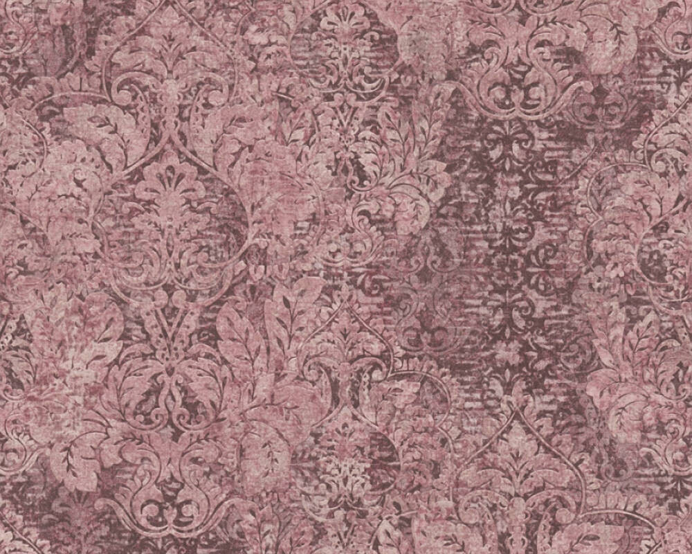 Weathered Effect Floral Vintage Red Pink Wallpaper | Living Walls Alani