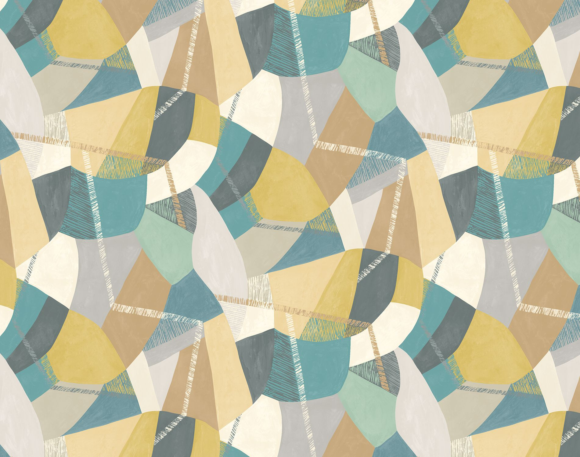 Geometric Patchwork Green Wallpaper | Ohpopsi Abstract Geo