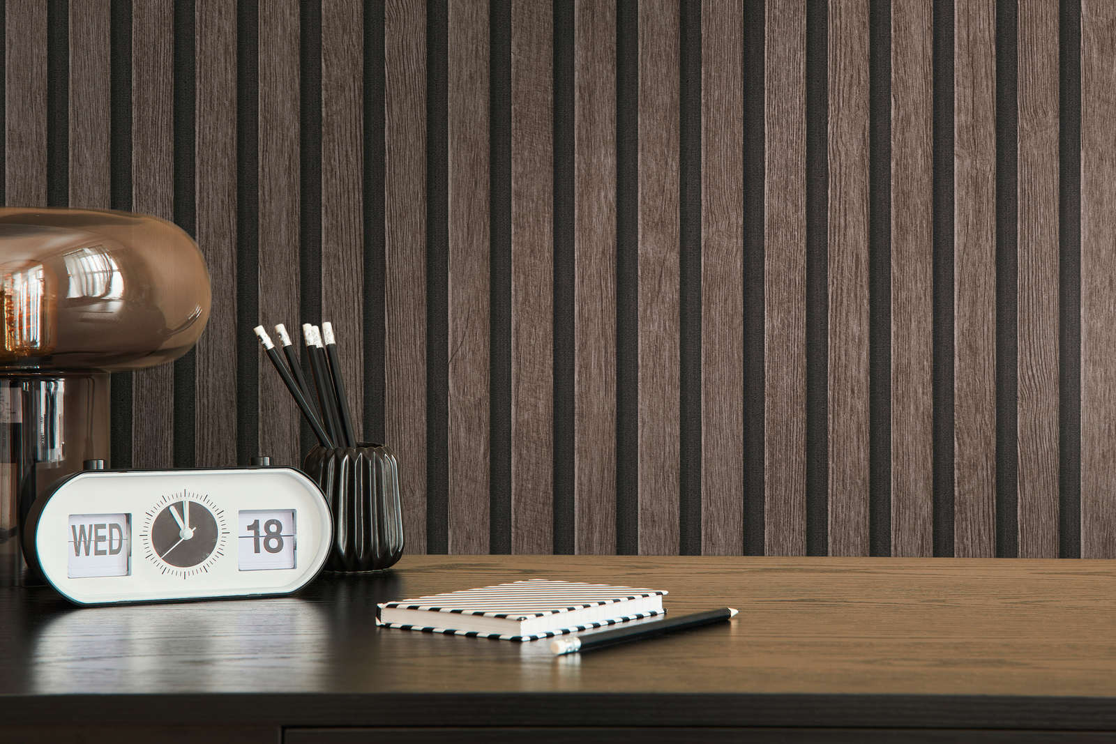 Textured Wood Panelling Effect Brown Wallpaper | AS Creation Panel Wall