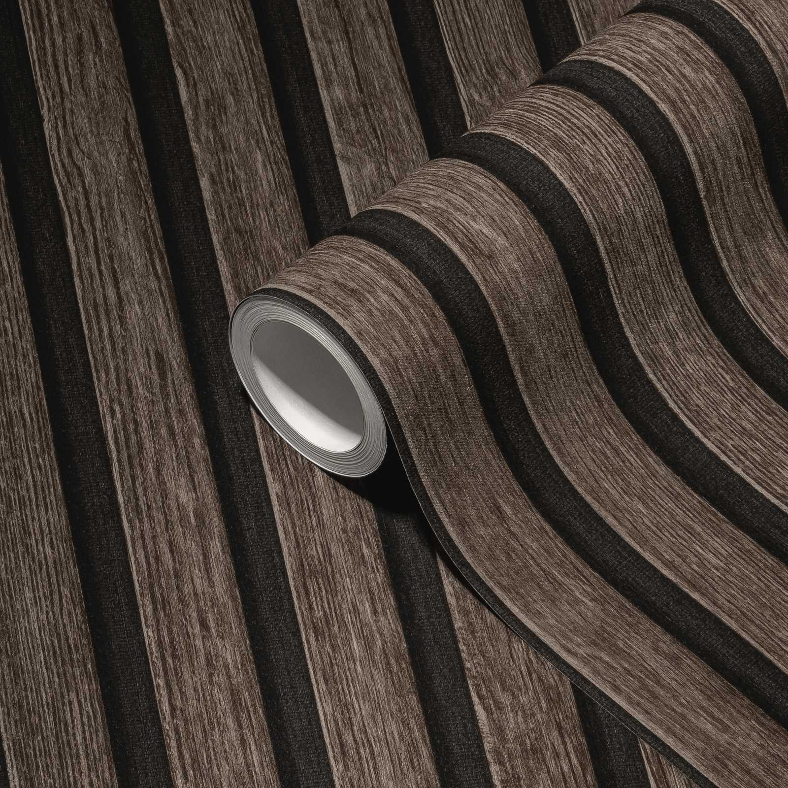 Textured Wood Panelling Effect Brown Wallpaper | AS Creation Panel Wall