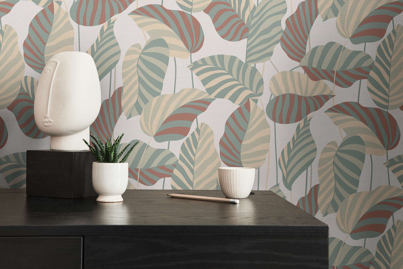 Large Scale Botanical Leaves Orange Green Wallpaper | AS Creation ...