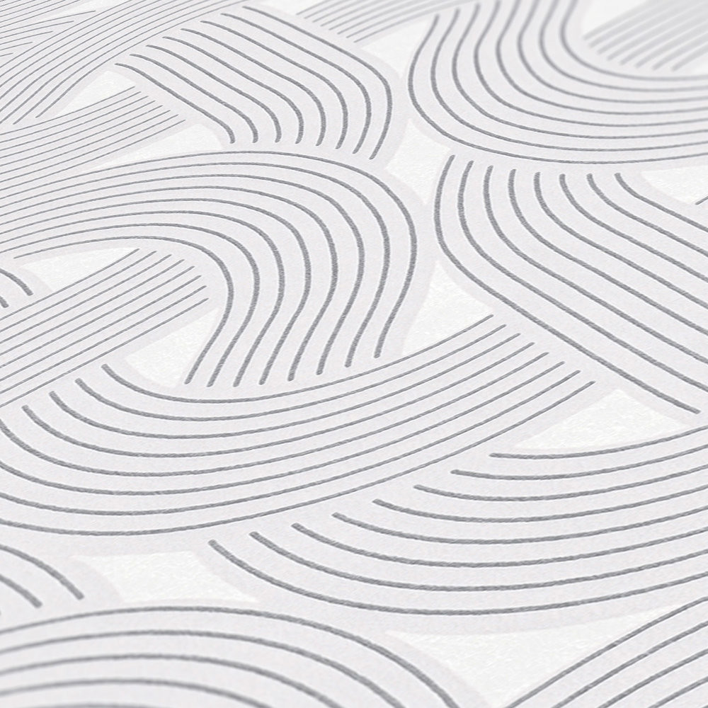 Large Scale Modern Geometric Waves Metallic Grey Wallpaper | Architects ...