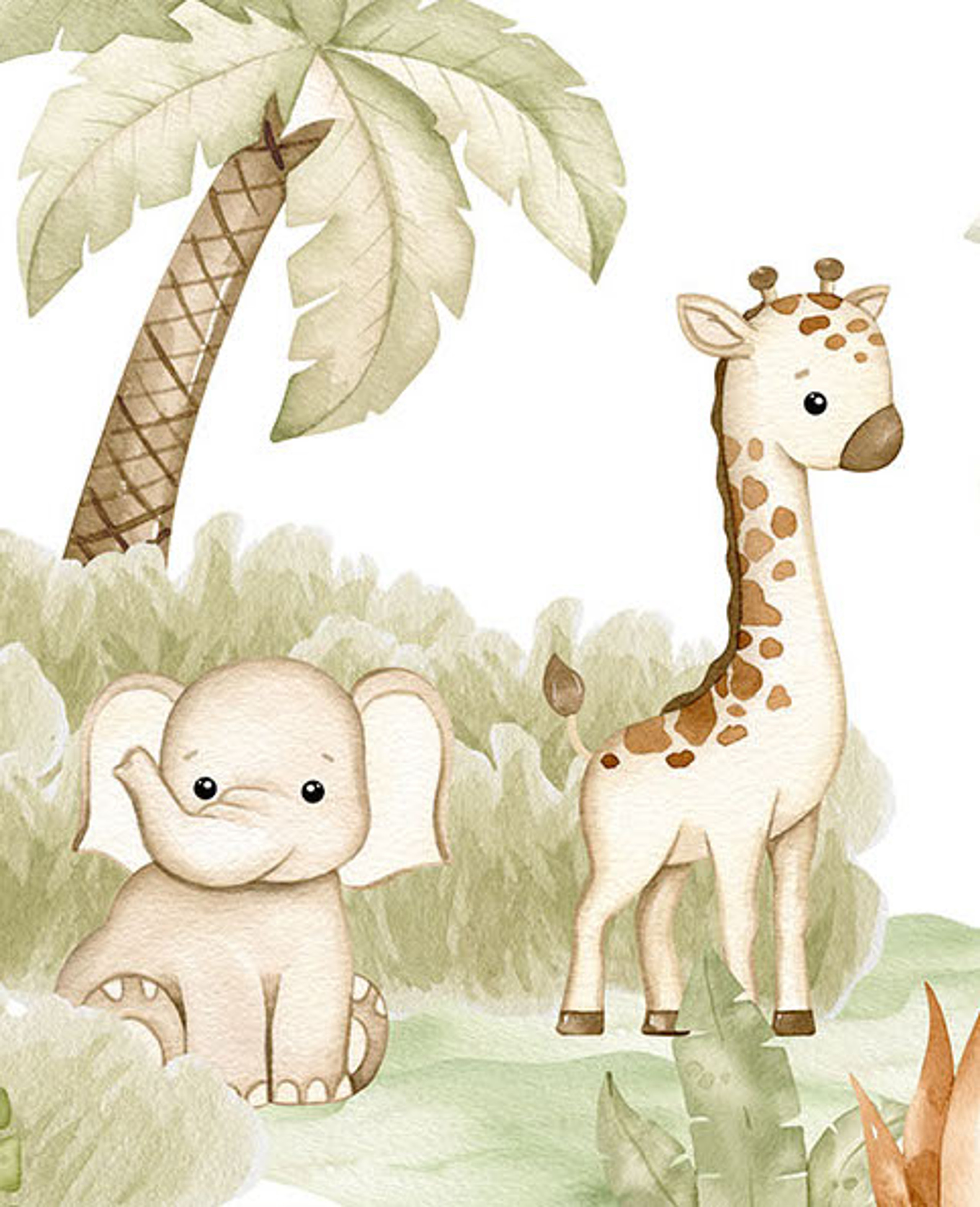 Childrens Savannah Baby Animals Wallpaper Mural | Oliver Robbins ...