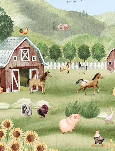 Children's Farm Animals Wallpaper Mural | Oliver Robbins Farm Joy