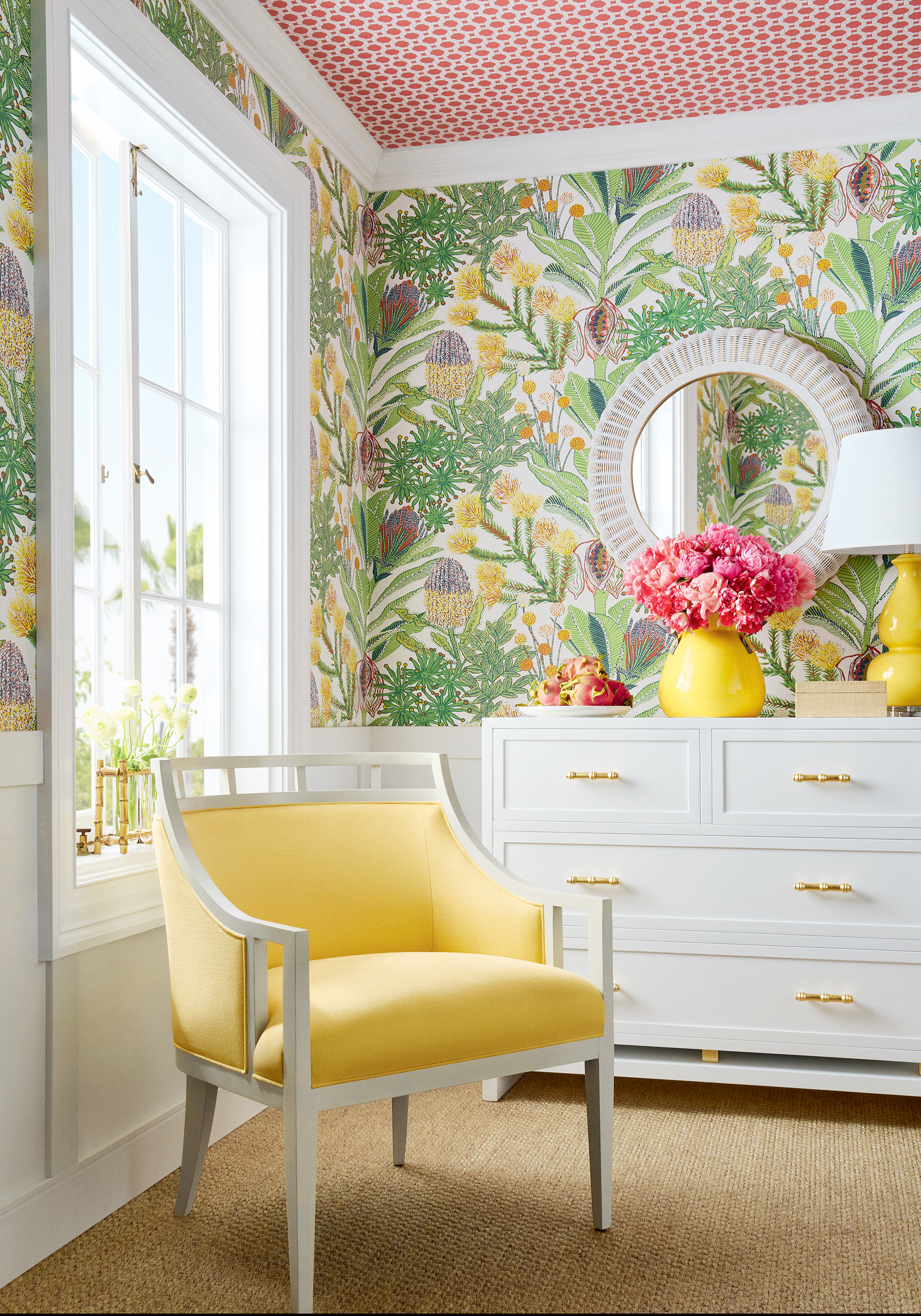 Botanical Australiana Florals Navy Blue Wallpaper | Thibaut Protea
