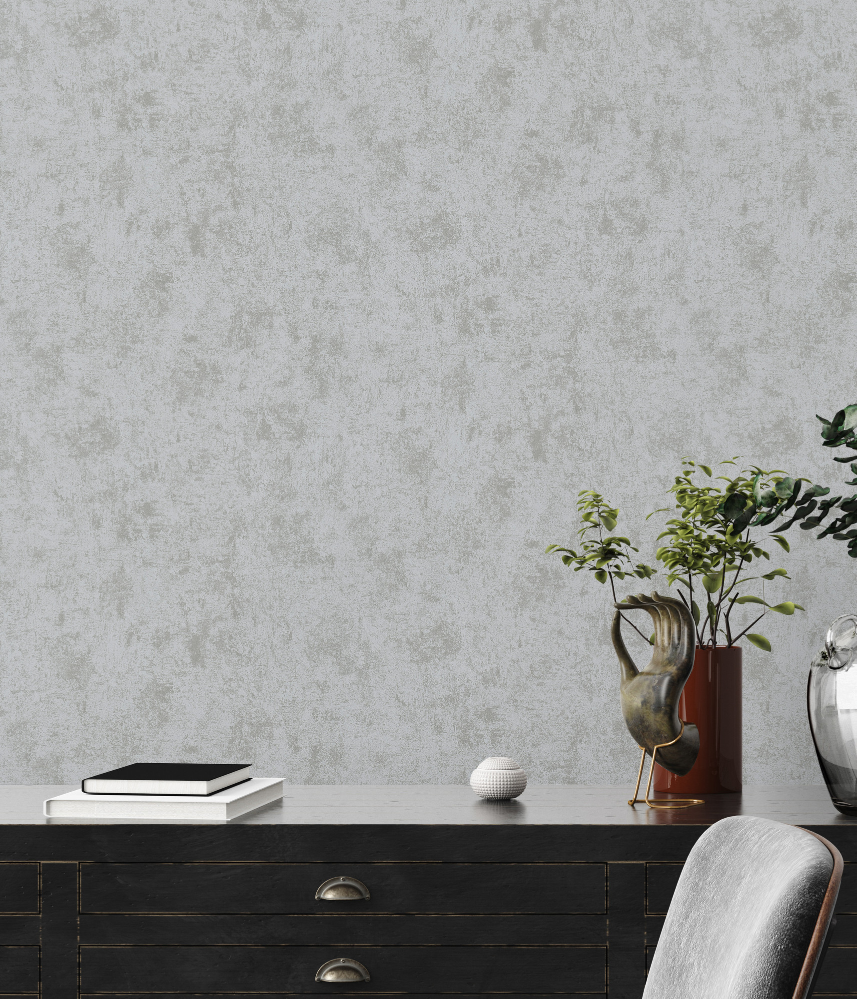Plaster Effect Textured Metallic Silver Pale Grey Wallpaper | Living ...