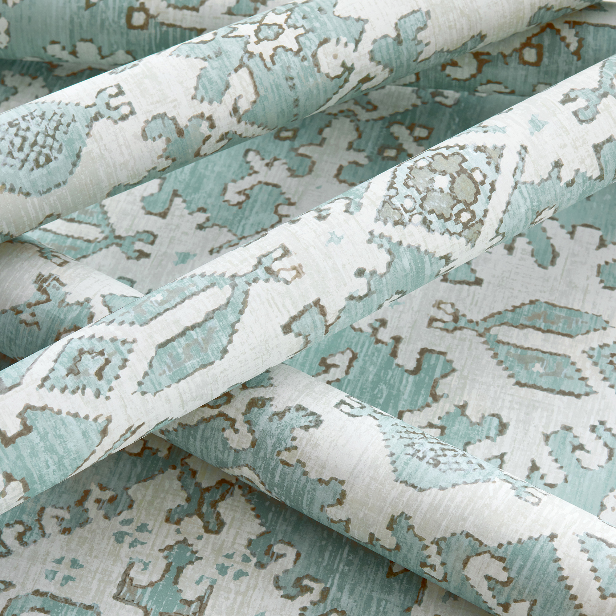 Geometric Ikat Effect Robins Egg Blue Wallpaper | Anna French Pontorma