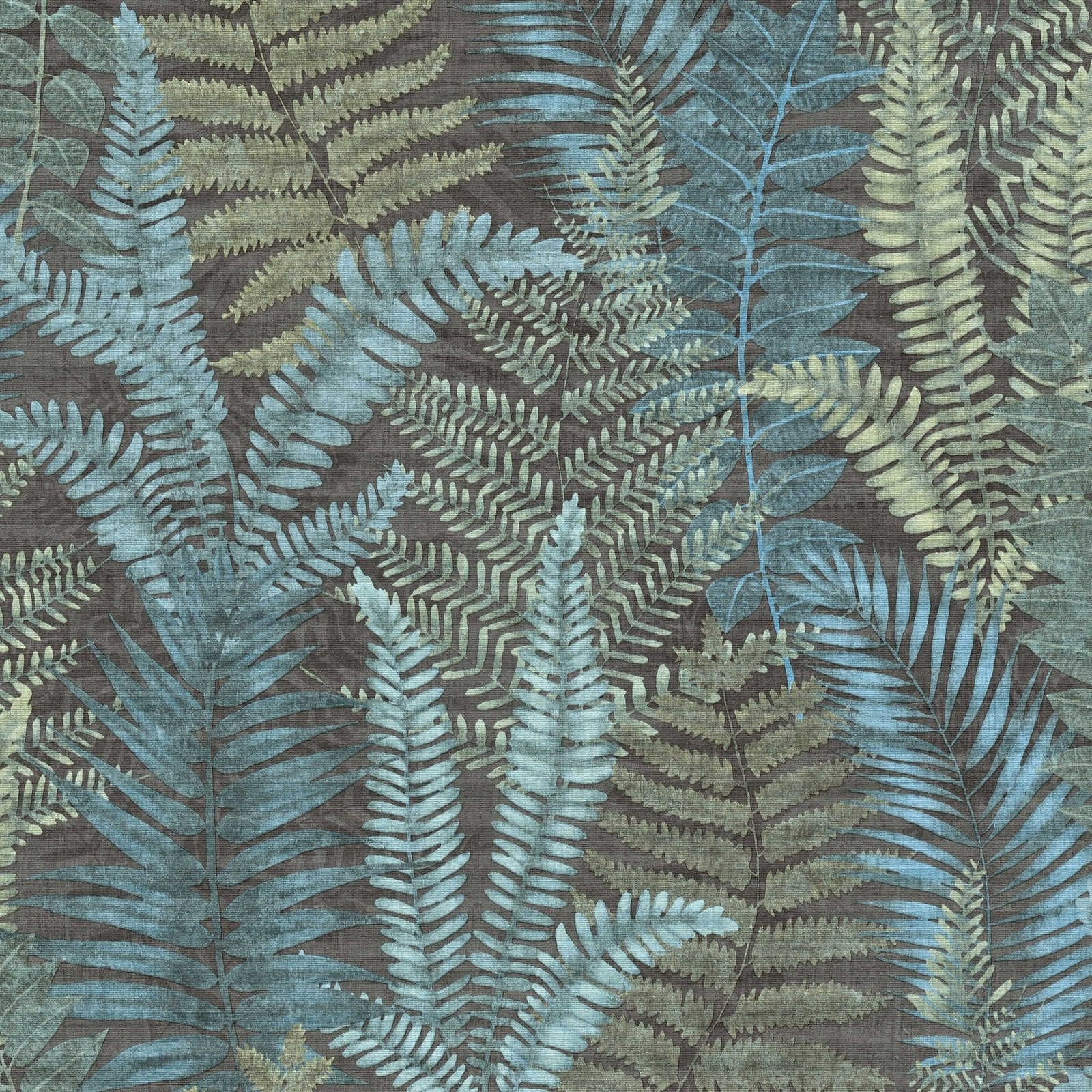 Botanical Tropical Fern Leaves Blue Textured Wallpaper | Living Walls ...