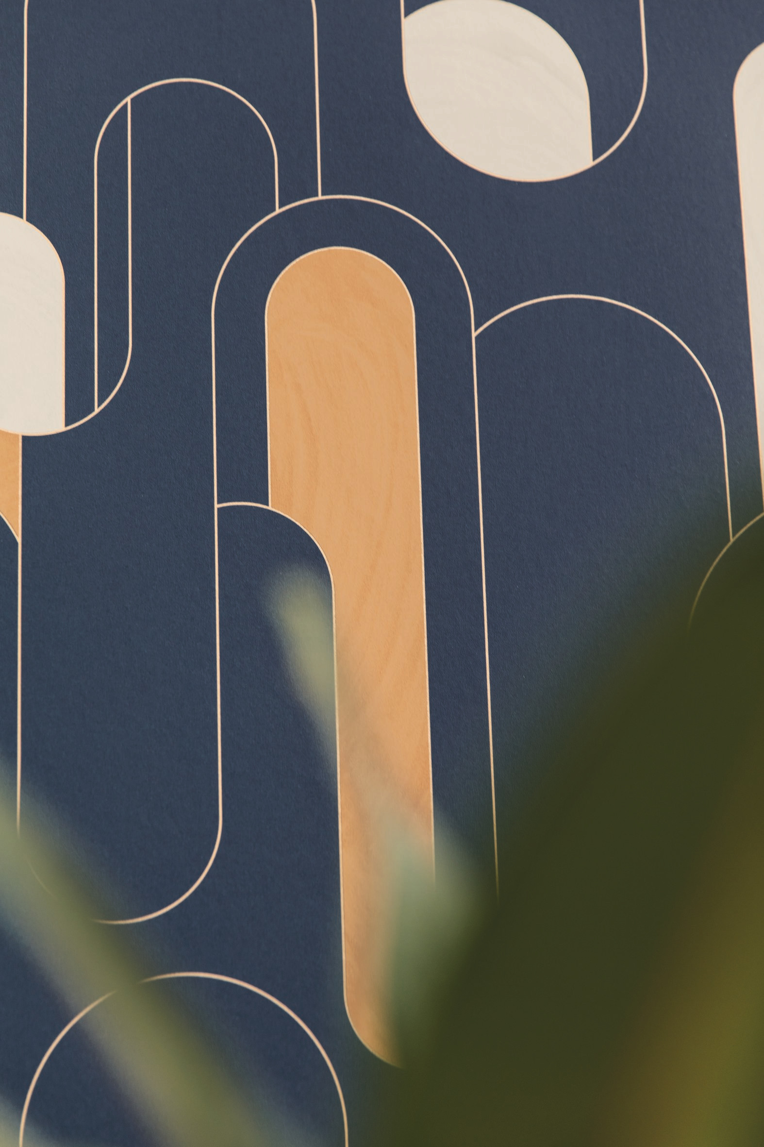 Geometric 1930s Curved Arched Effect Dark Blue Vinyl Wallpaper ...