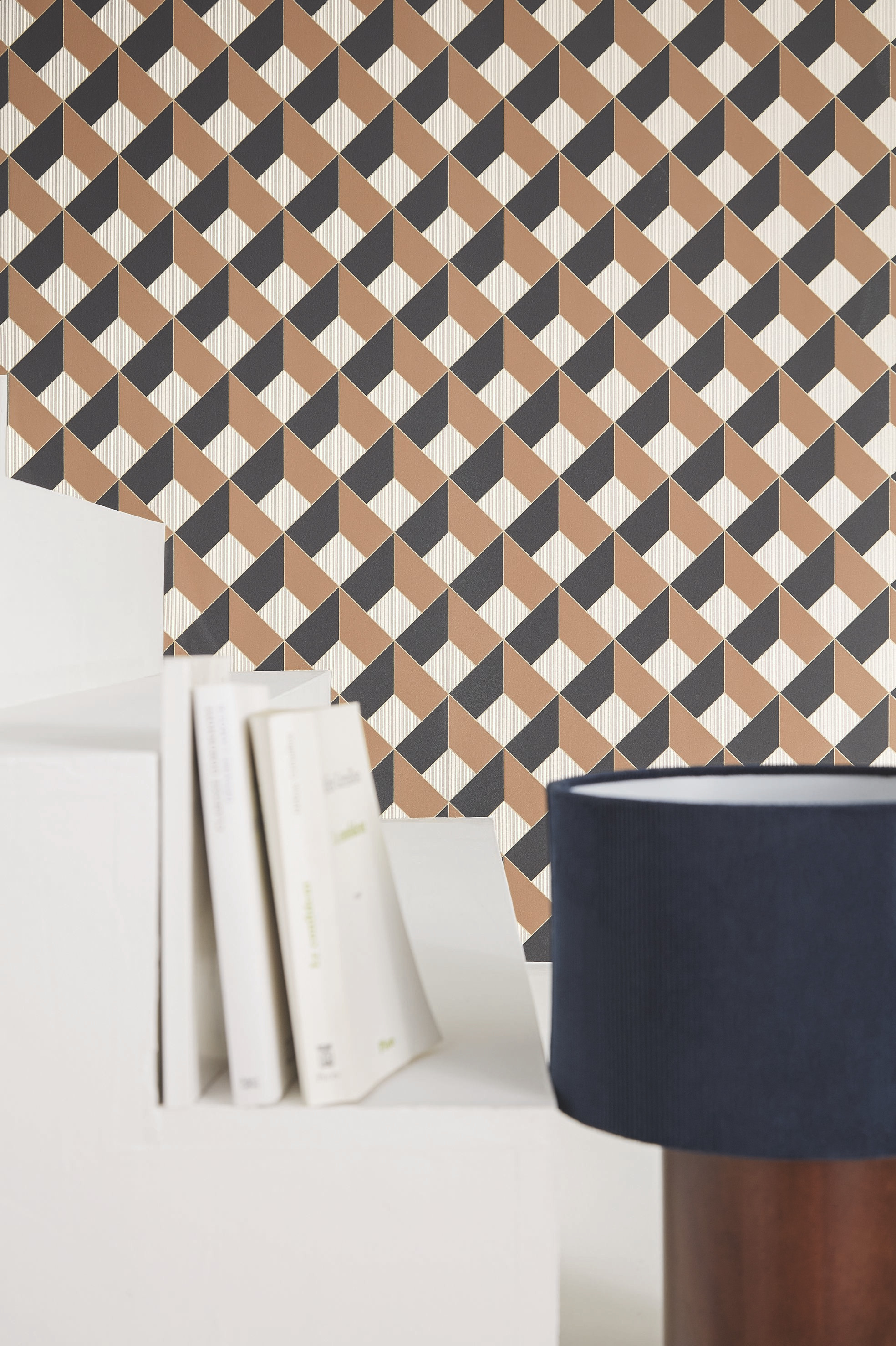 Geometric Pattern Black Camel Vinyl Wallpaper | Caselio Limit
