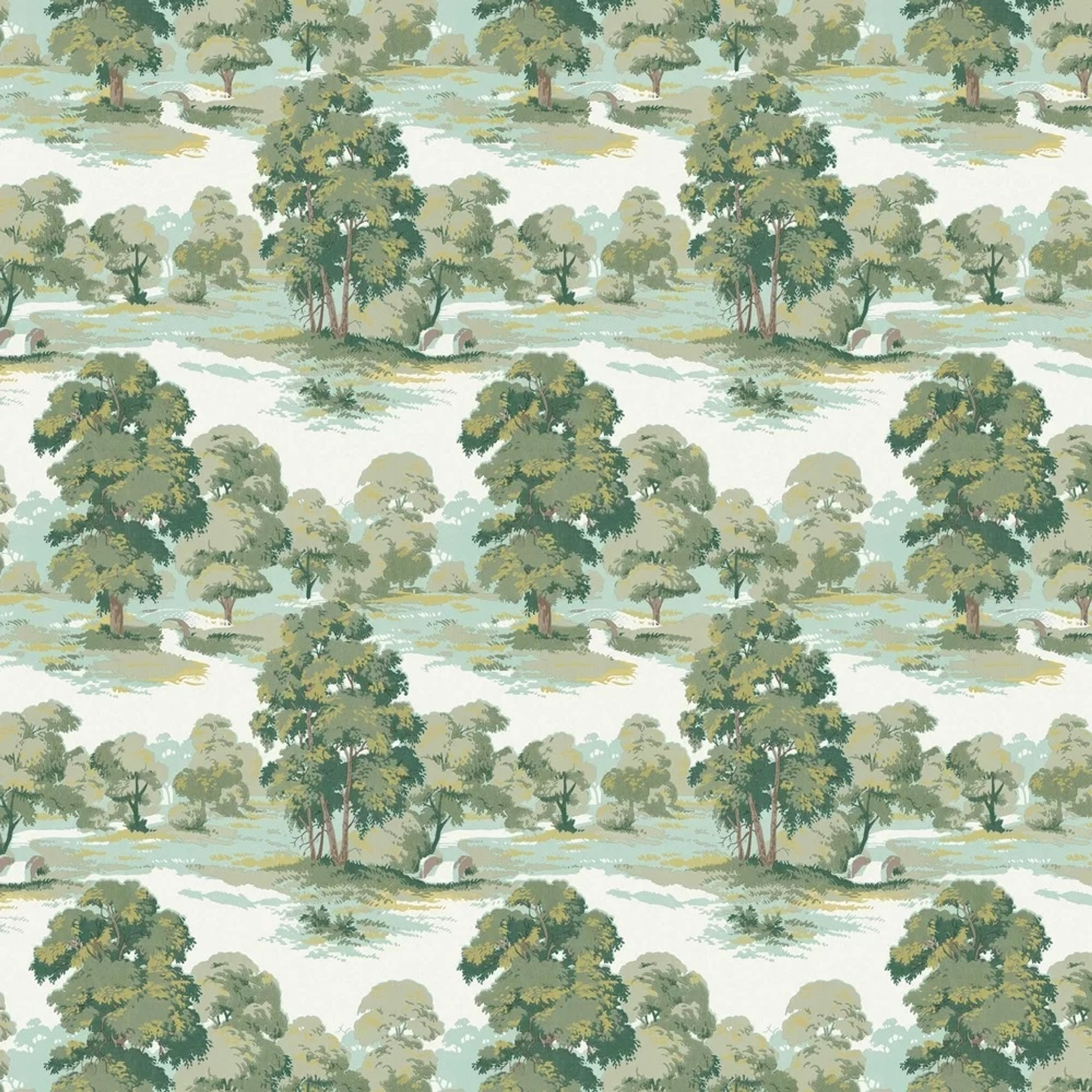 Sherwood Hand Painted Effect Rolling Scenery Green Wallpaper