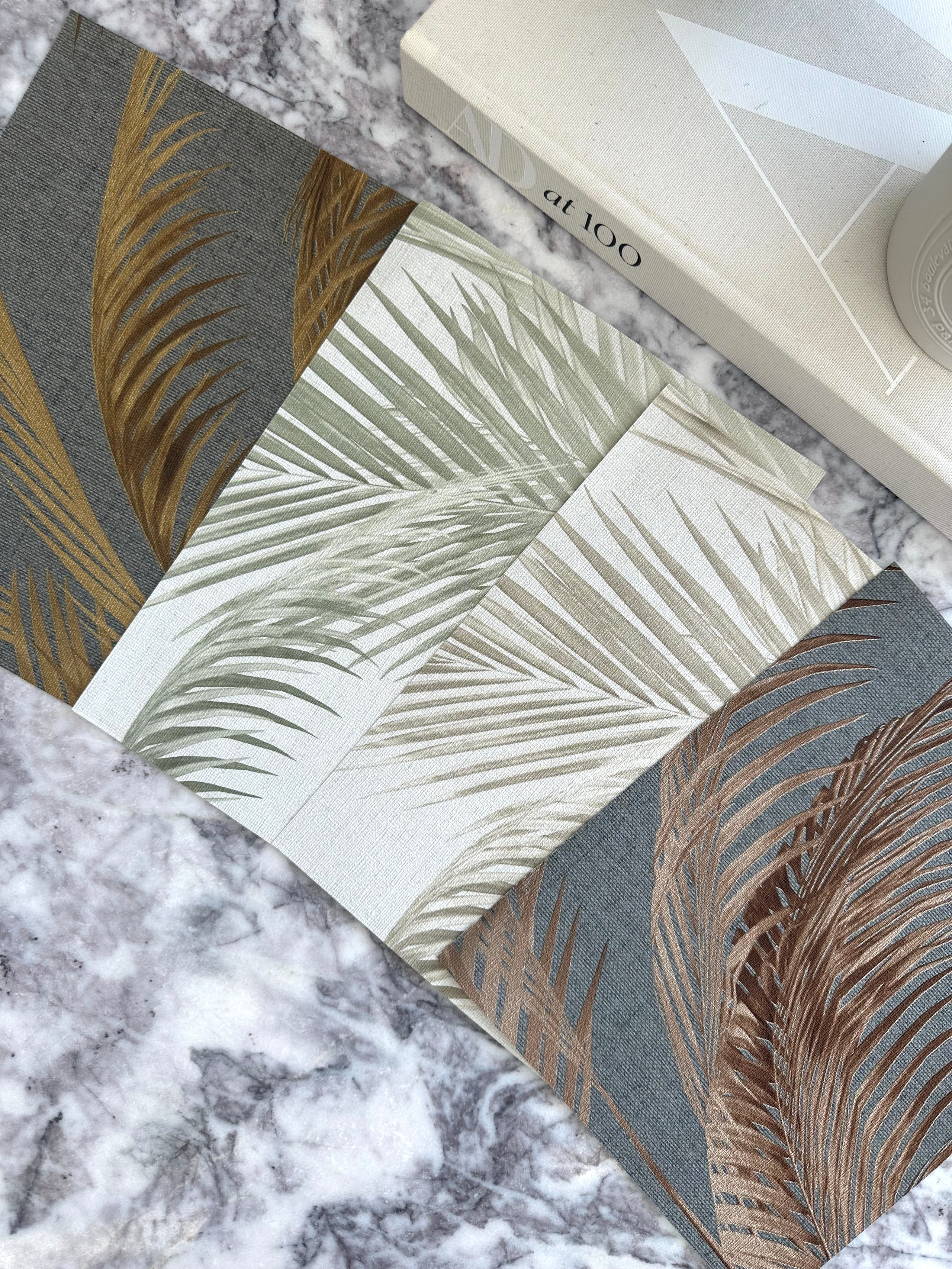 Textured Graceful Arching Fronds Cream Green Wallpaper | AS Creation ...