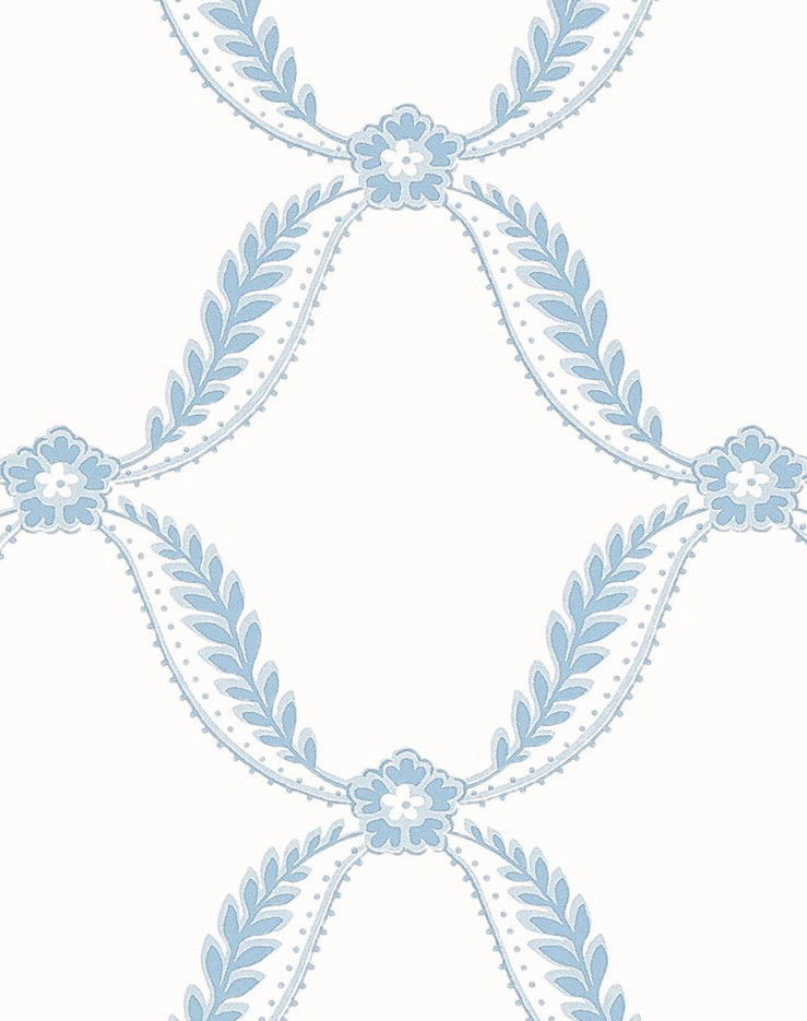 Geometric Leaf Trellis Soft Blue Wallpaper | Anna French Tate Trellis