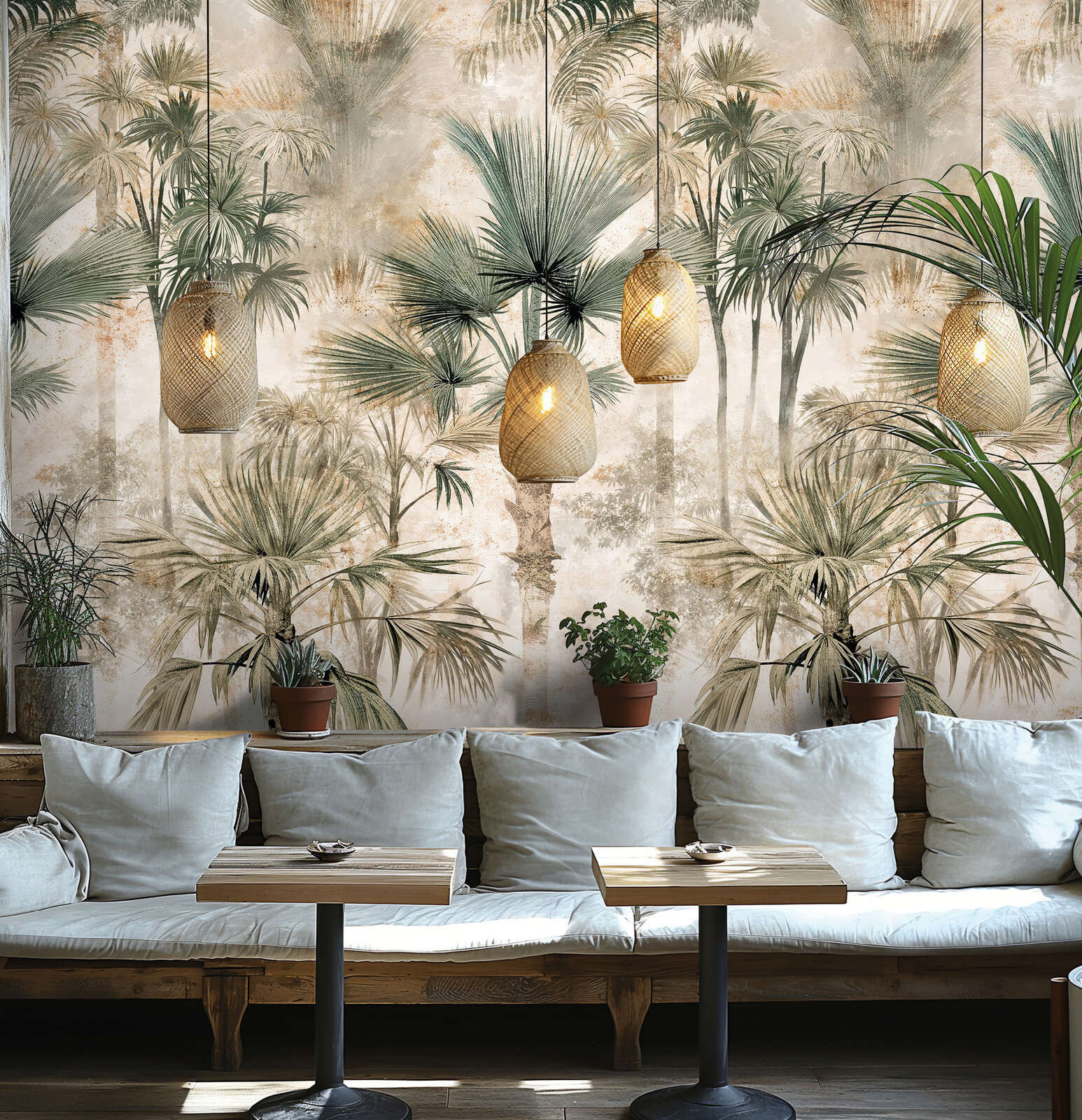 Large Scale Tropical Palm Trees Green Wallpaper | Living Walls Sabal Palm