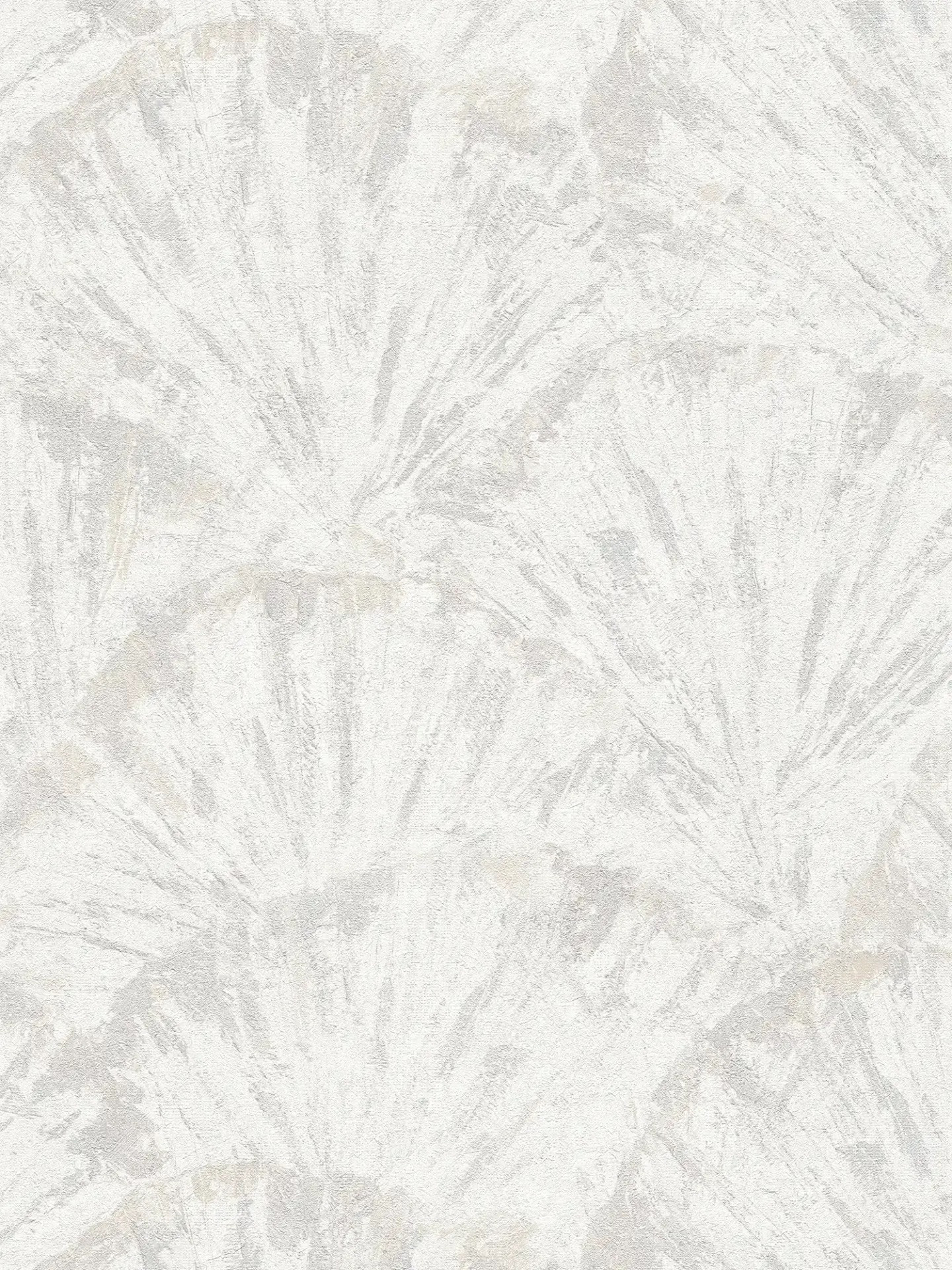 Metallic Silver and Cream Small Scale Fan Palm Textured Wallpaper ...