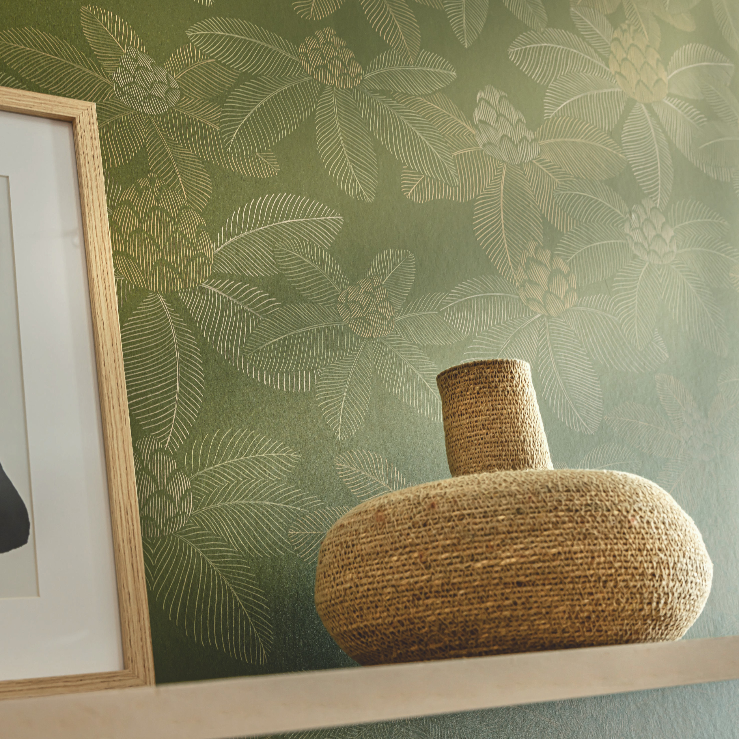 All Over Lotus Floral Green Vinyl Wallpaper | Caselio Lotus