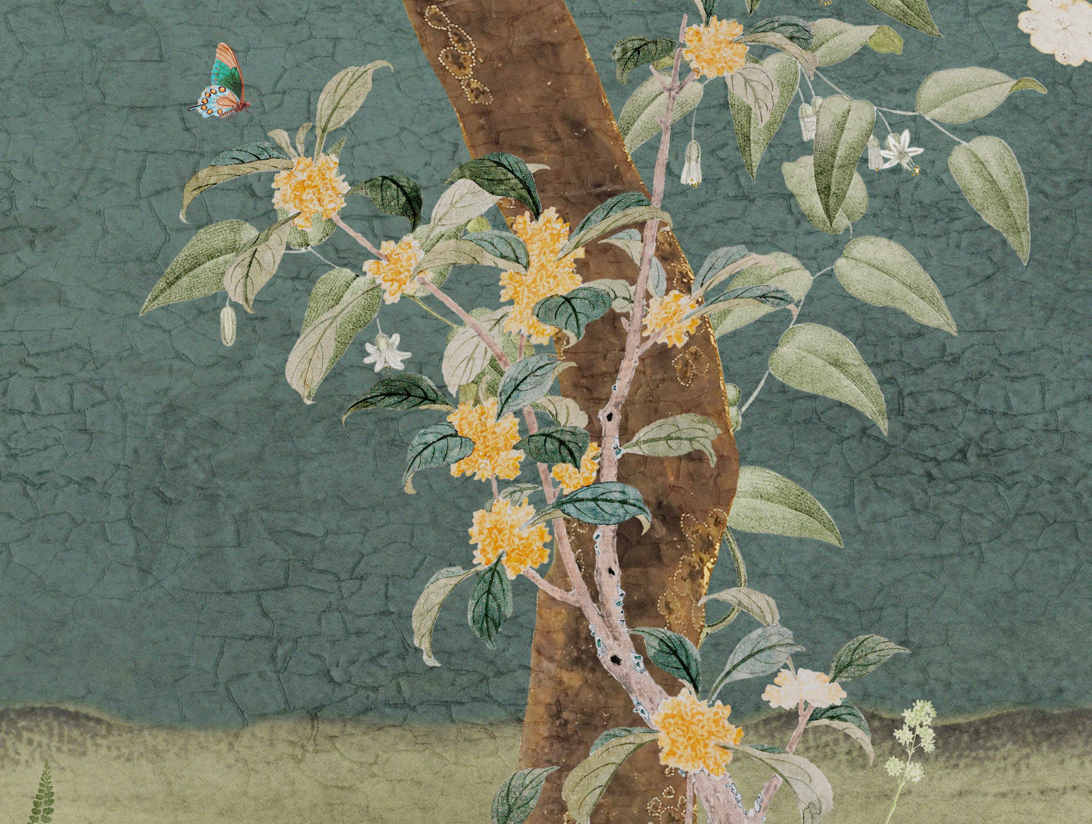 Mural - Lingering Garden Teal (Per Sqm) - Natty and Polly Wallpaper ...