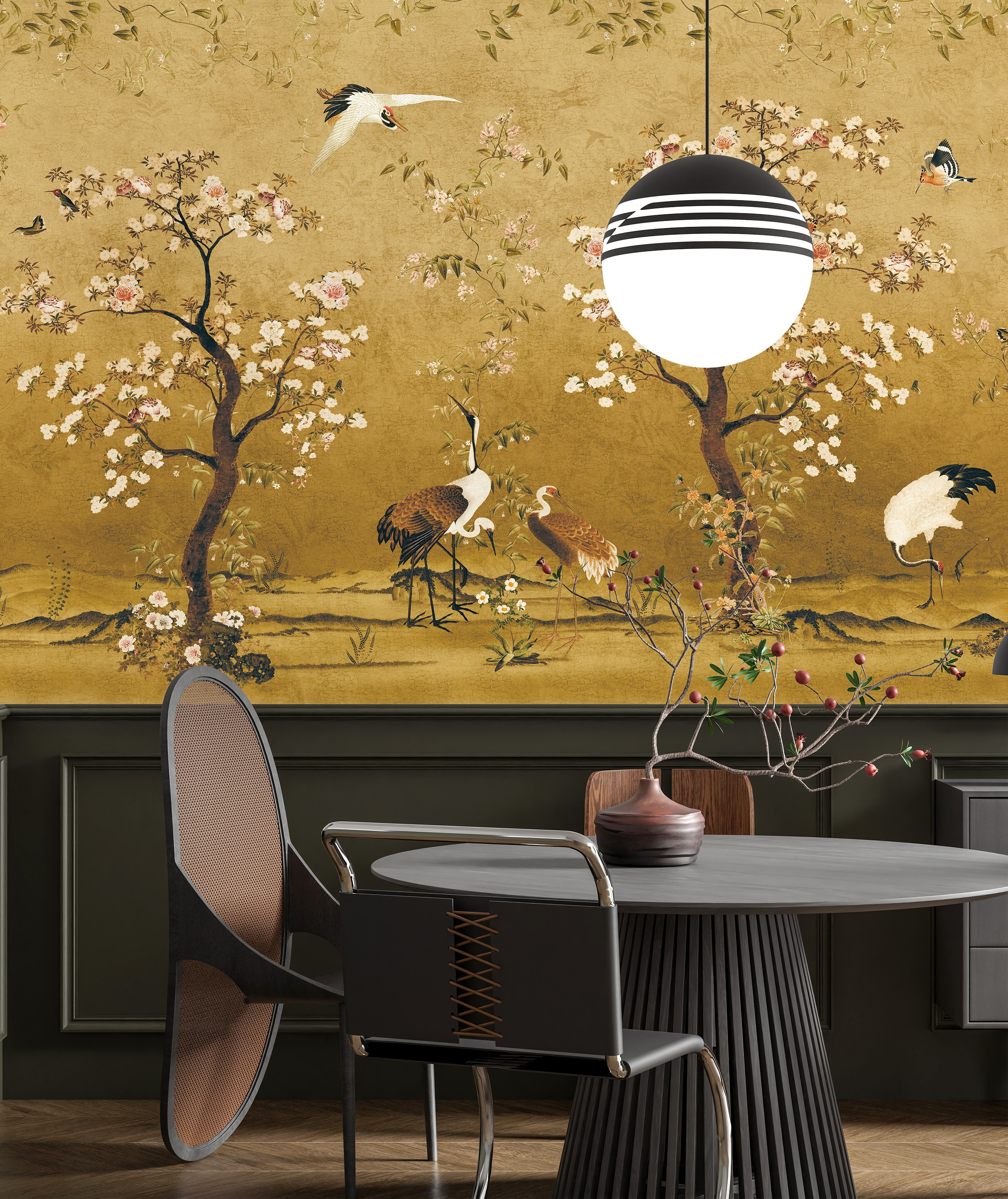 Mural - Lingering Garden Golden (Per Sqm) - Natty and Polly Wallpaper ...