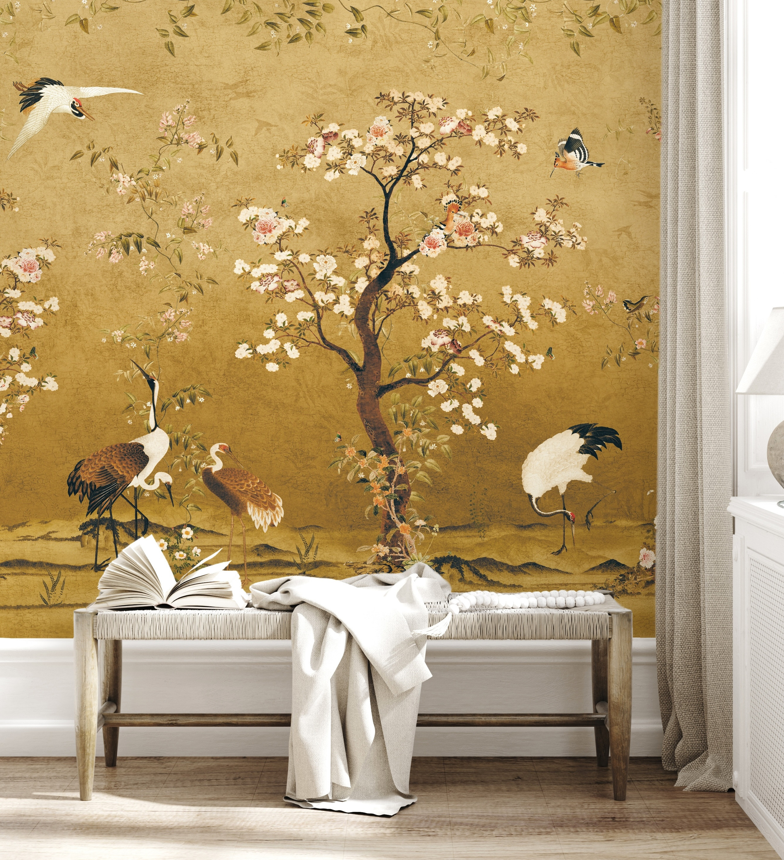 Mural - Lingering Garden Golden (Per Sqm) - Natty and Polly Wallpaper ...