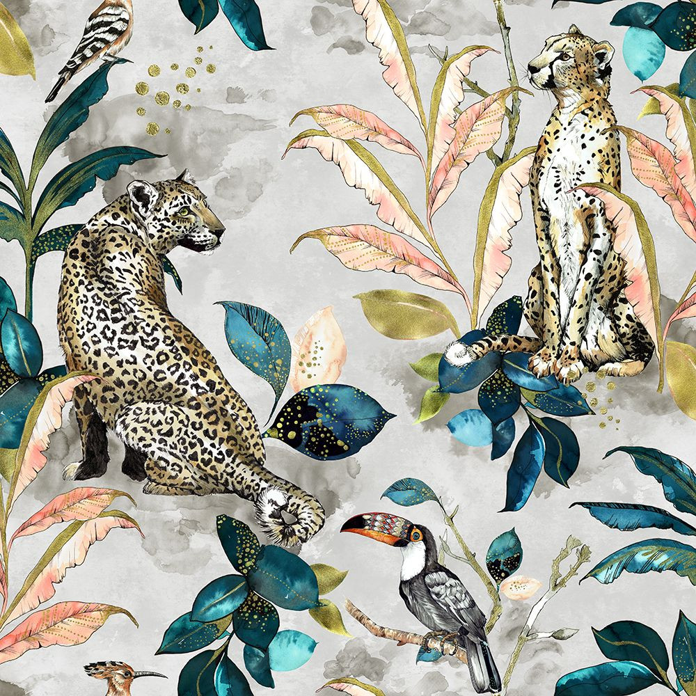 Jungle Forest Cats Natural Taupe Wallpaper | Graduate Collection Cheetah