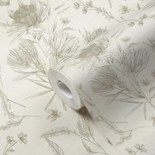 Large Scale Floral Blooms Cream Green Wallpaper | Living Walls Wildflower