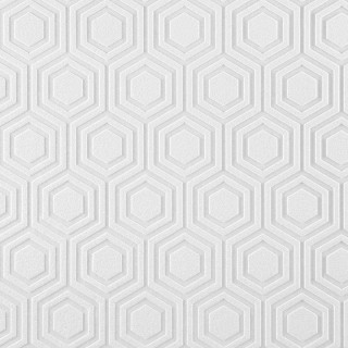 White Geometric Hexagon Textured Paintable Wallpaper | Anaglypta Hive
