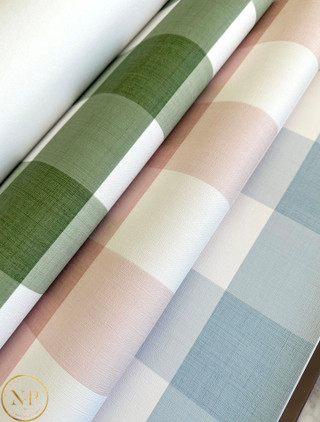 Large Scale Traditional Checkered Blush Pink Vinyl Wallpaper | Thibaut ...