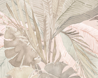 Soft Pastel Toned Tropical Palm Leaves Wallpaper Mural | British ...