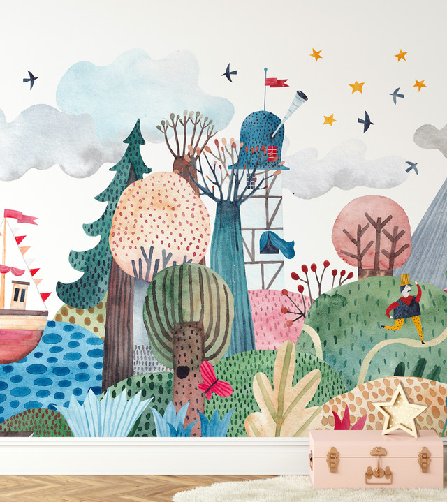 Whimsical Wonderland Fun Dreamy Watercolour Wallpaper Mural