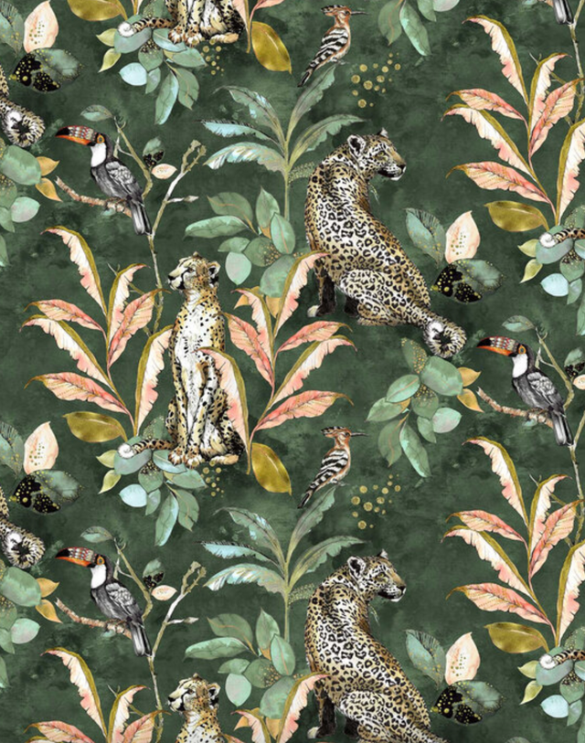 Jungle Cats Green Wallpaper | Graduate Collection Cheetah