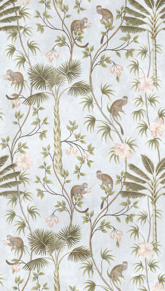 Gibbons Trees Green Grey Wallpaper Wall Panel | Living Walls